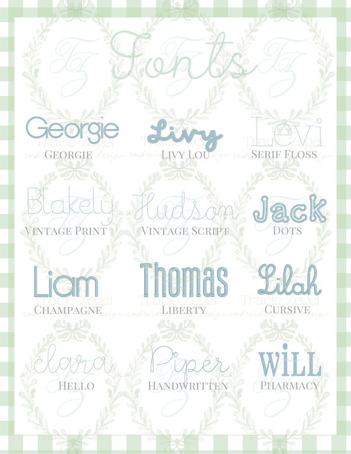 Editable Print and Webpage Font Template with Photos – Tracie Zegel Embroidery and Design